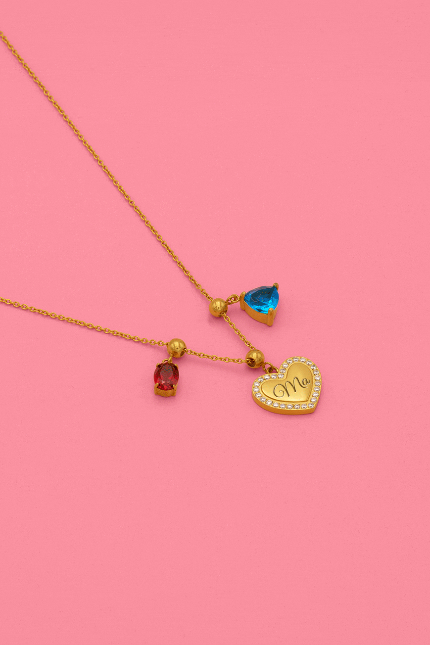 Qalbi Halo Engravable Toggle Charm & Birthstone Necklace Gift Set ...