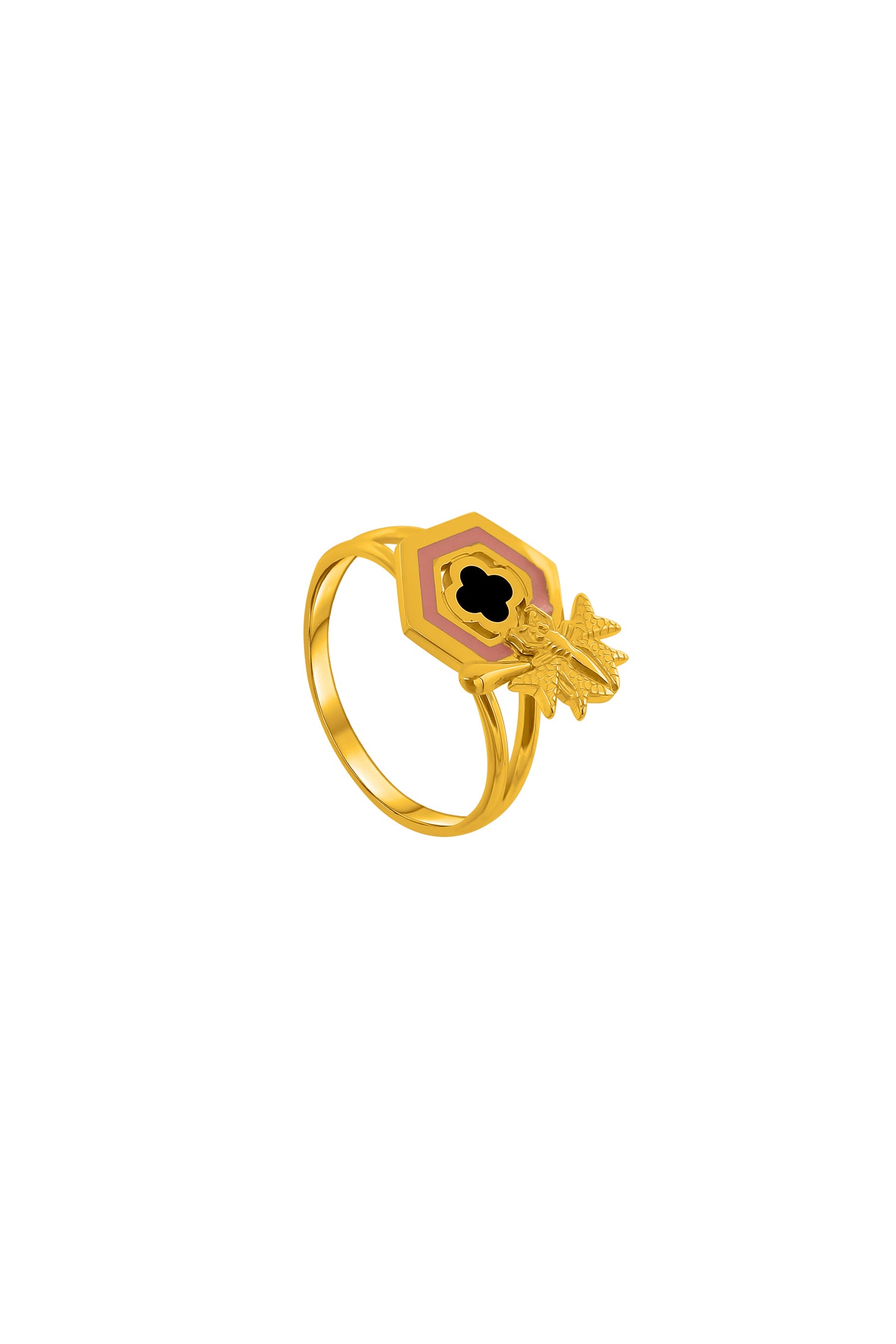 Reġina Pink & Black Enamel Ring – Carisma Collections